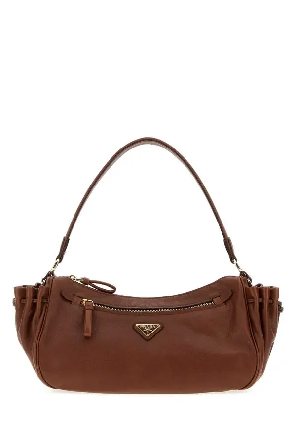 Prada Mini Leather Shoulder Handbag - Camel