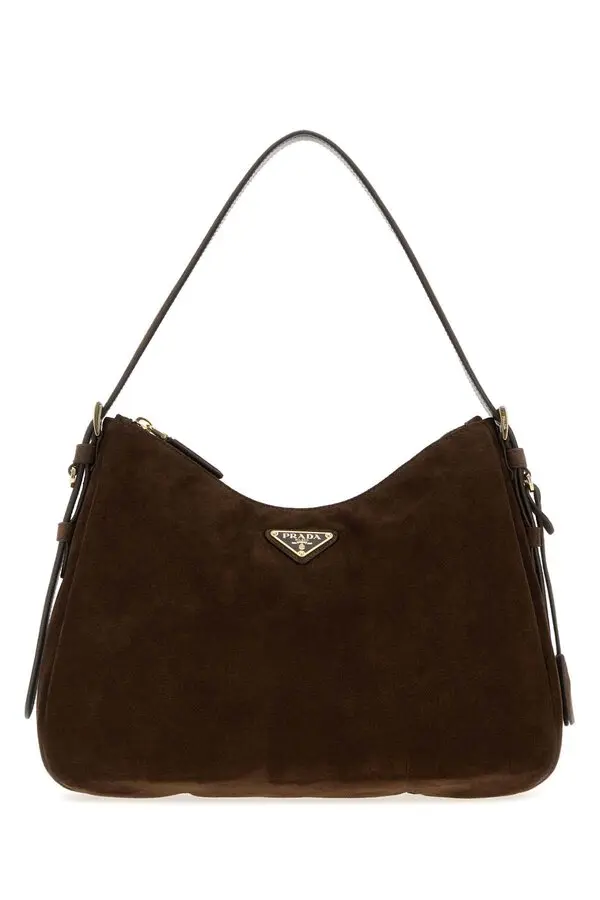 Prada Suede Shoulder Handbag 33 X 19 X 12 Cm With Adjustable Strap