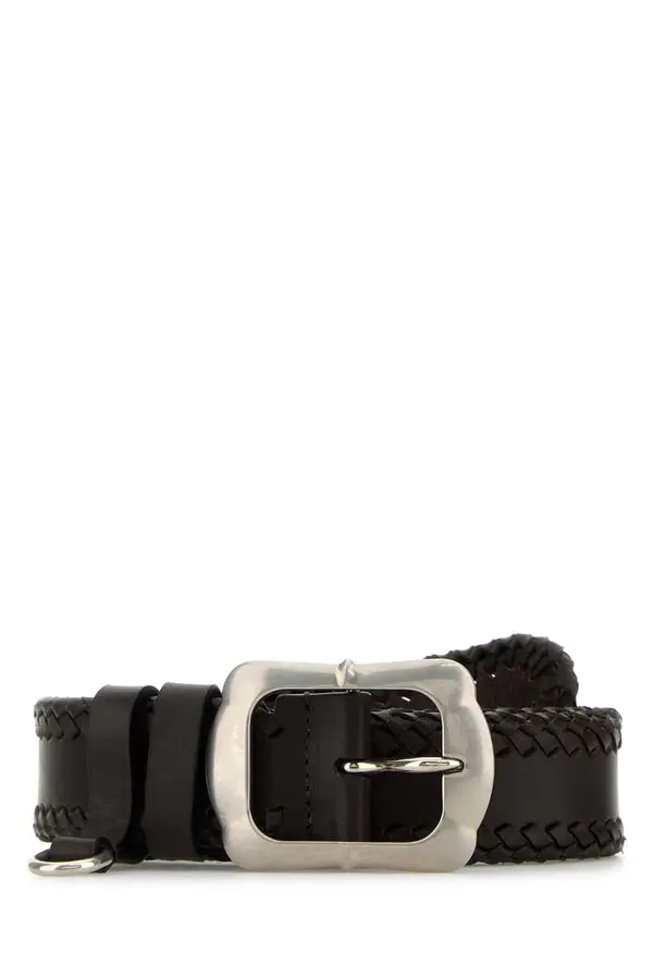 Prada Leather Belt With Silver Metal Finishing, 3.5 Cm Width