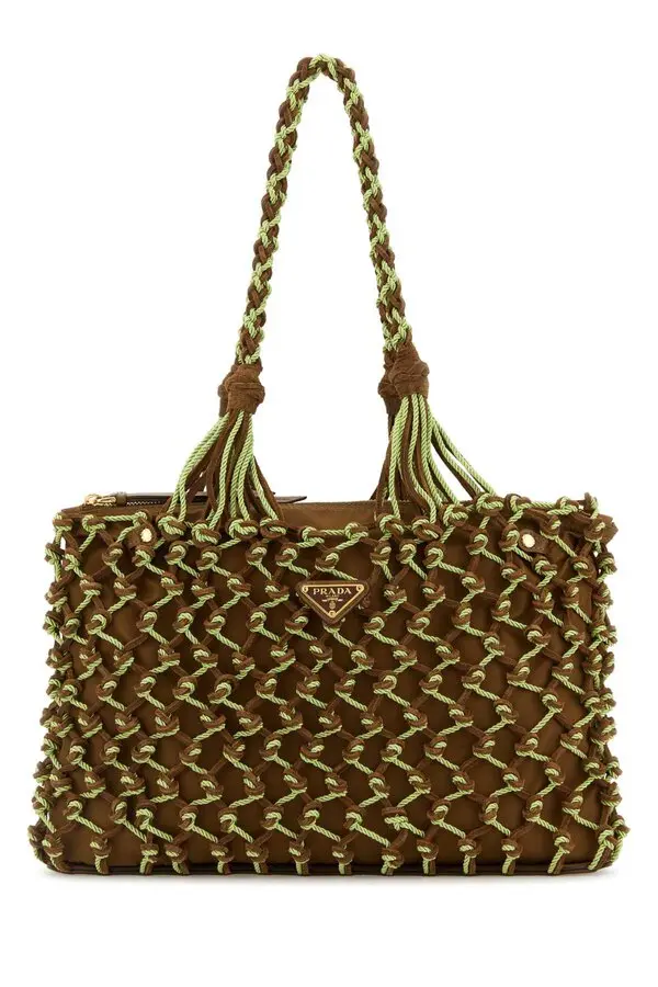 Prada Two-tone Mesh Shopping Handbag