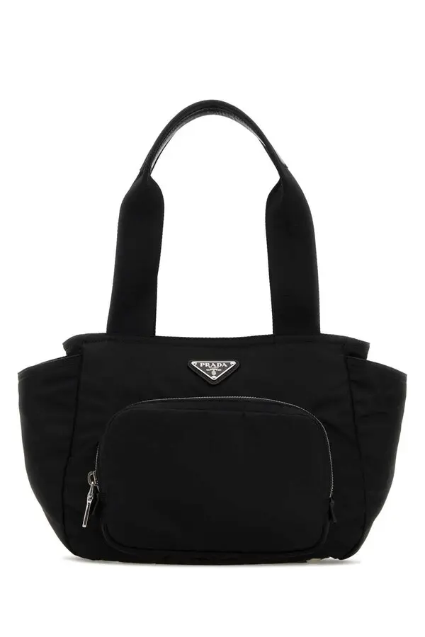 Prada Practical Re-nylon Handbag With Leather Details, 30 Cm X 22 Cm X 18 Cm