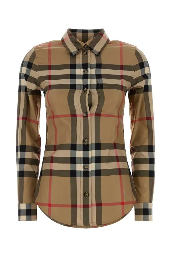 Burberry Embroidered Cotton Shirt For - Checked