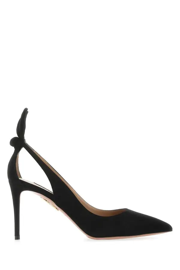 AQUAZZURA Bow Tie Suede Pumps - Black