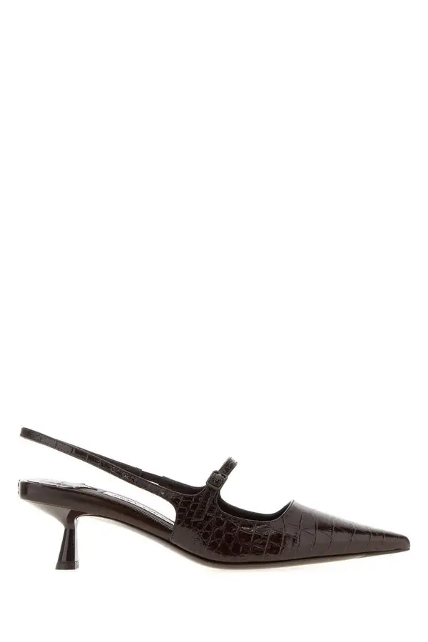 JIMMY CHOO Didi 45 Leather Pointed Toe Slingback Pumps - Brown