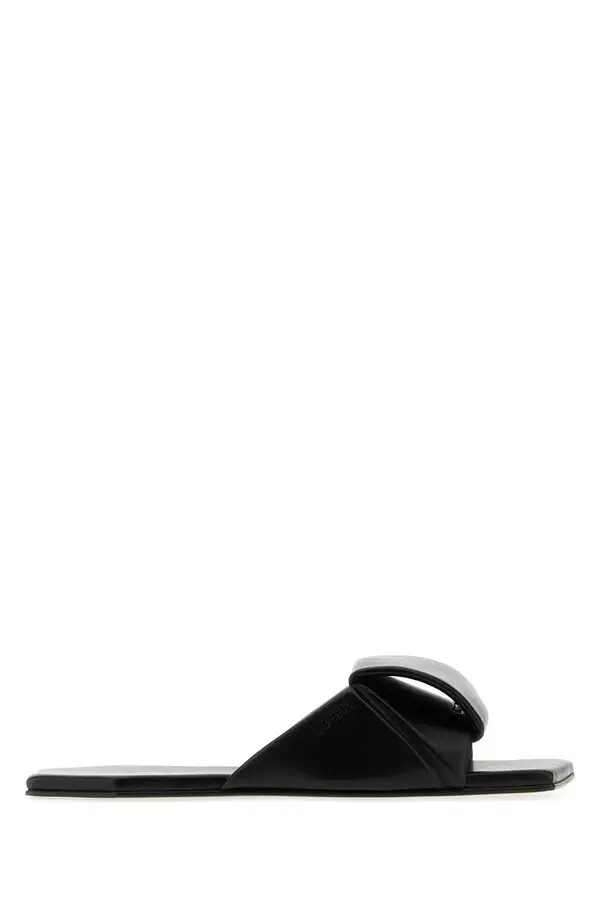 Loewe Folded Leather Slip-on Slippers - Black