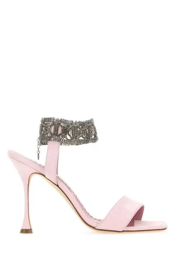 Manolo Blahnik Embellished Suede Stiletto Sandals