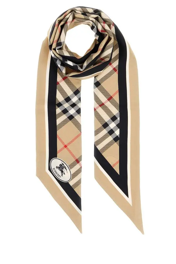Burberry Embroidered Silk Foulard Scarf, 180 Cm X 8 Cm