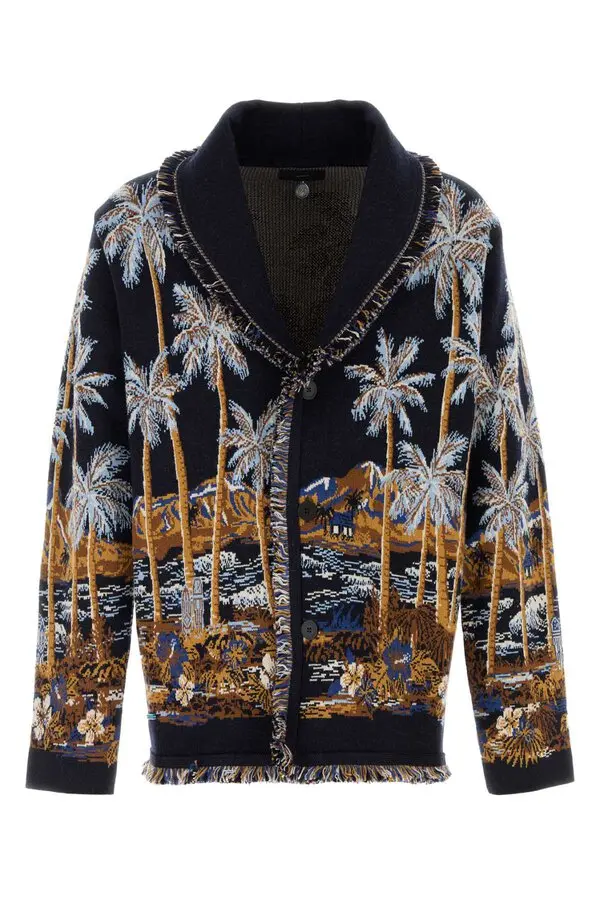 Alanui Embroidered Diamond Head Wool-blend Cardigan - Printed