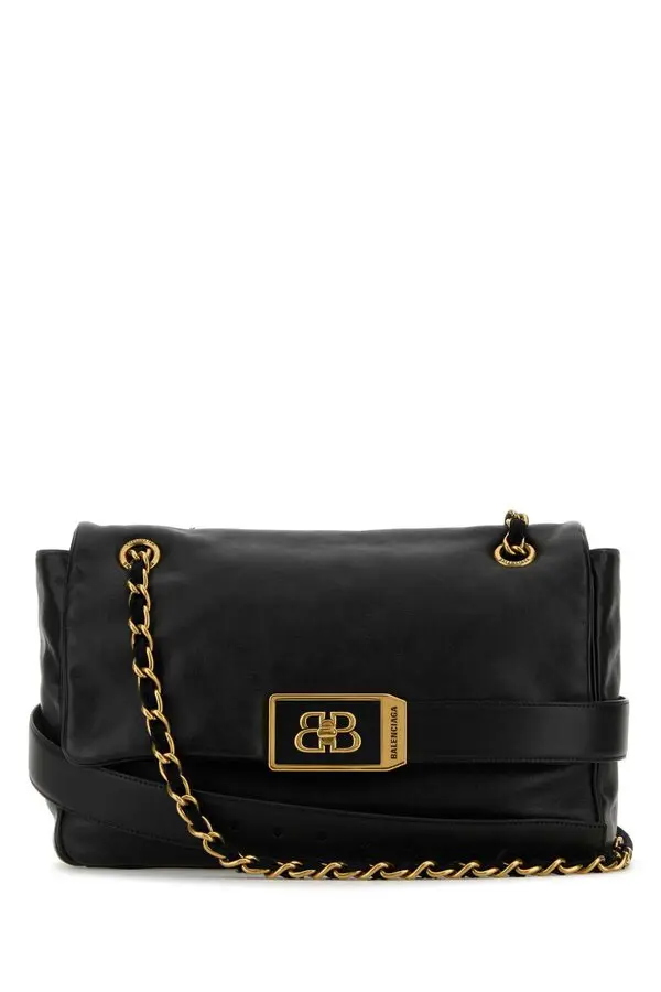 Balenciaga Modu Medium Leather Shoulder Bag - Black