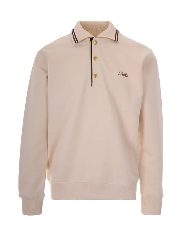 Drole De Monsieur Long Sleeve Rugby Polo Shirt - Sand