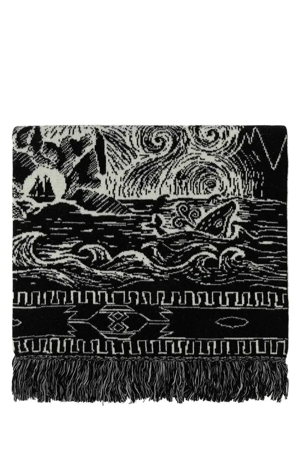 Alanui Embroidered Wool-blend Antarctic Expedition Blanket 182 Cm X 137 Cm