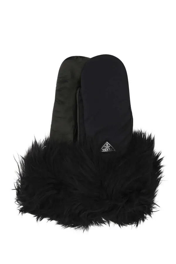 Prada Nylon And Nappa Leather Gloves