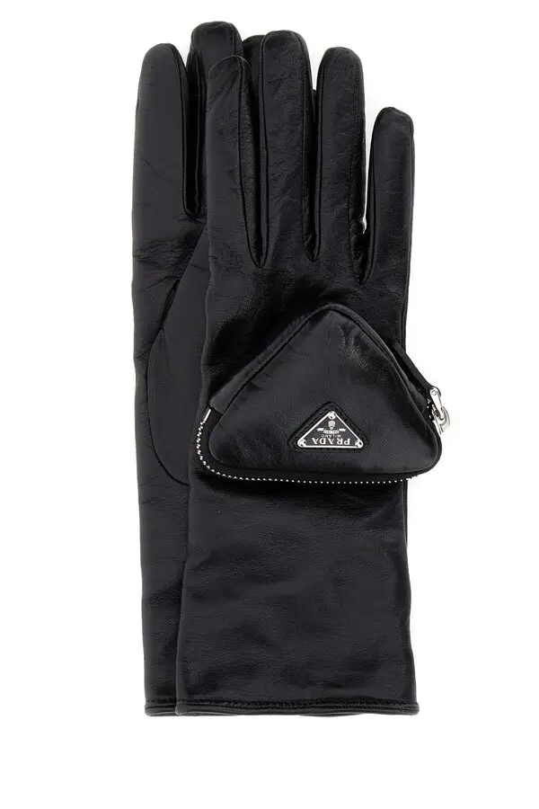 Prada Luxe Leather Gloves With Cashmere Lining