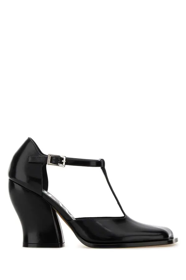 Loewe Leather T-bar Pumps With Sculptural Heel