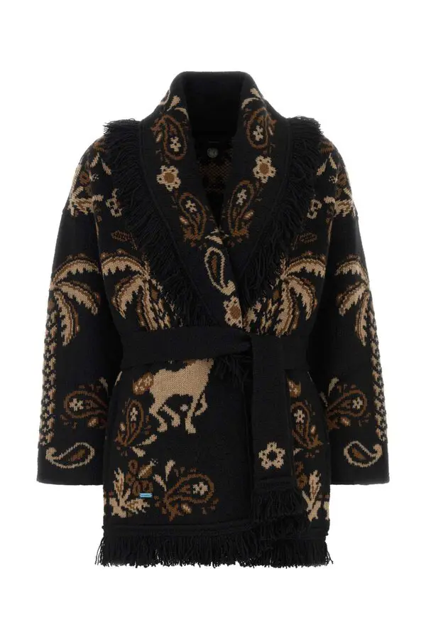 Alanui Embroidered Wool-blend Cardigan With Island-roots Motifs