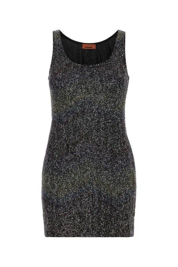 Missoni Embellished Mini Dress In Nylon Blend - Black