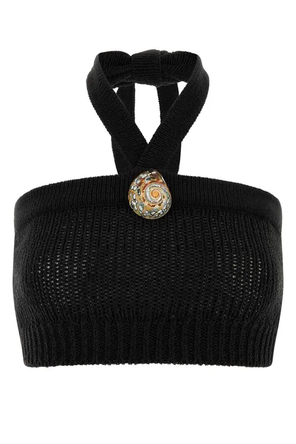 Alanui Island Memories Slate Polyester-blend Mini Crop Top