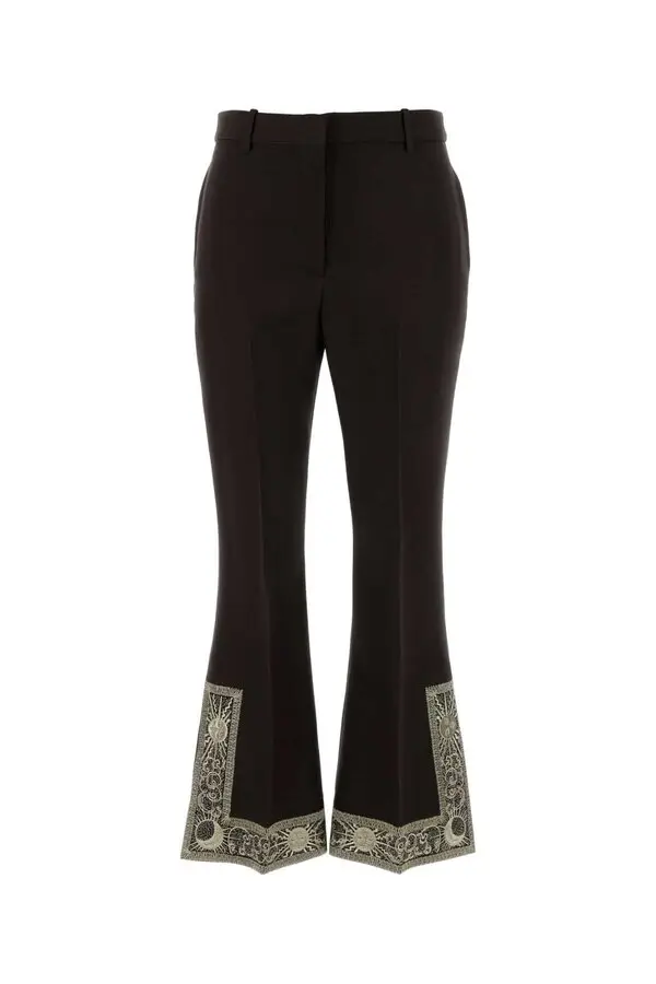 Burberry Flared Wool-blend Pants With Silk Lining - Brown