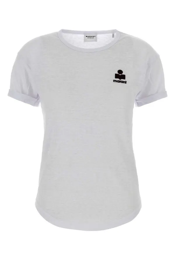 Isabel Marant Étoile 100% Linen T-shirt With Logo Detail