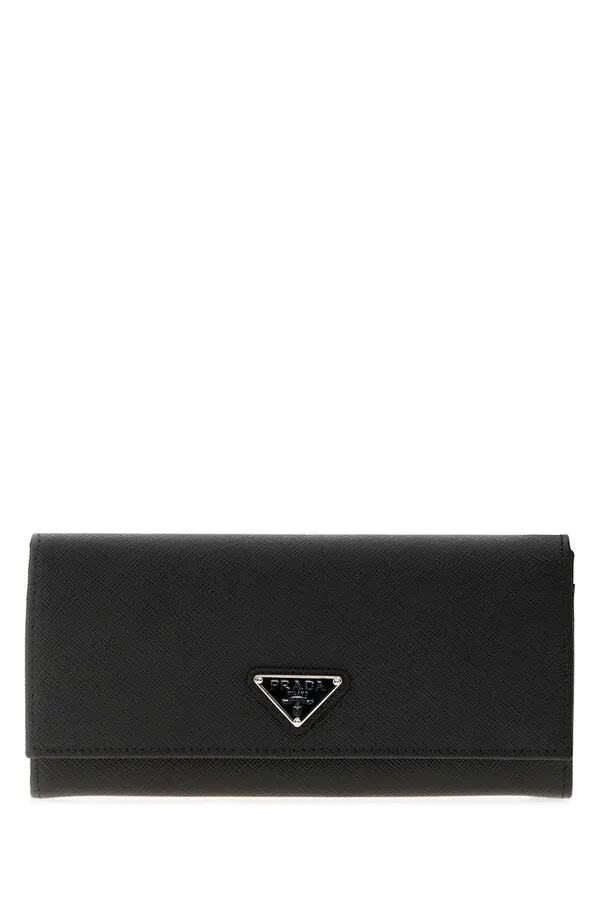 Prada Leather Wallet With Silver-tone Hardware 19 Cm X 9 Cm X 3 Cm