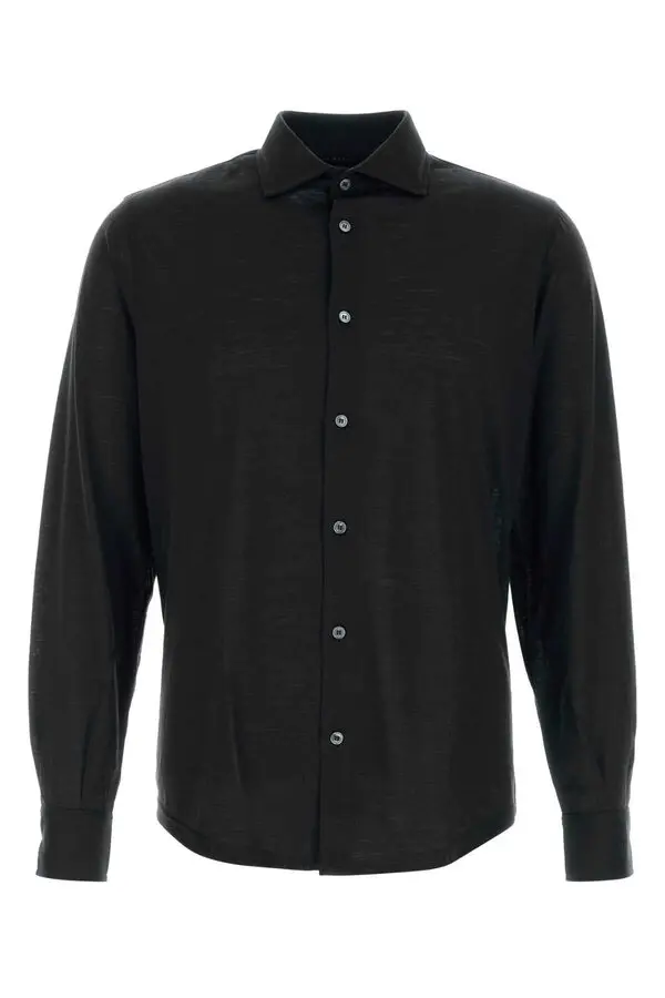 Fedeli 100% Wool Shirt - Black