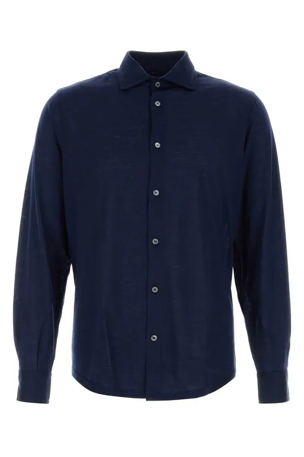 Fedeli 100% Wool Shirt - Blue