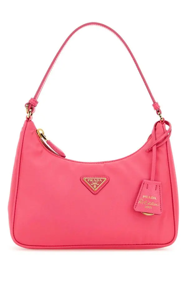 Prada Re-nylon Shoulder Handbag With Gold-tone Hardware, 22 Cm X 12 Cm X 6 Cm Handle Height 18 Cm