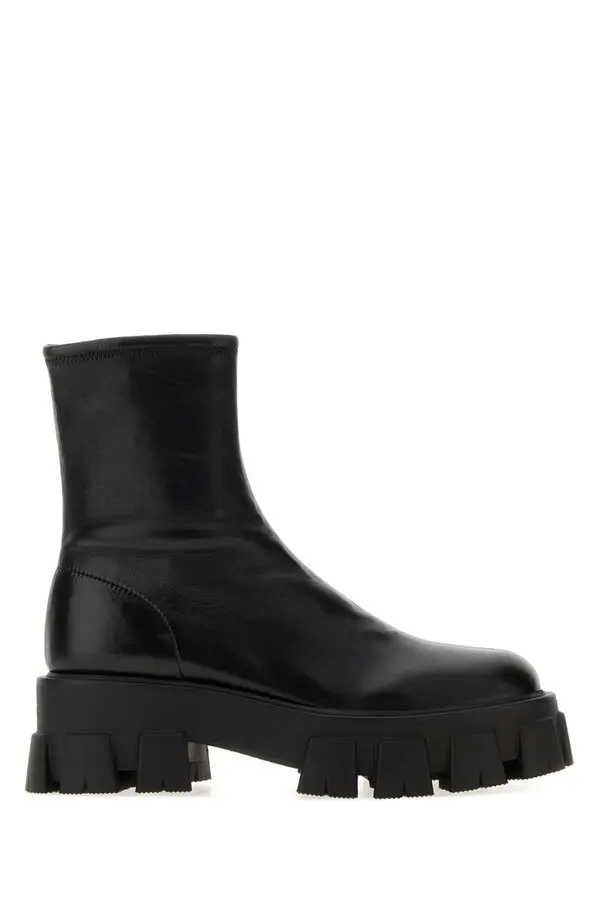 Prada Monolith Ankle Boots In Nappa Leather