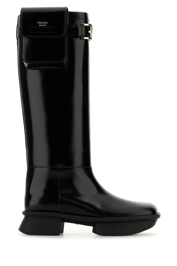 Prada Knee High Boots With Rubber Sole