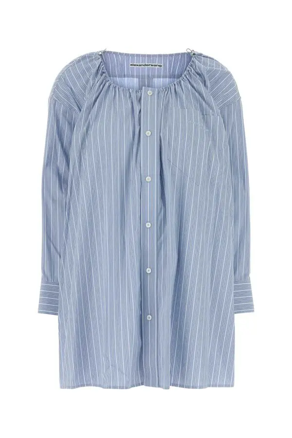 Alexander Wang Embroidered Poplin Shirt Dress - Stripped
