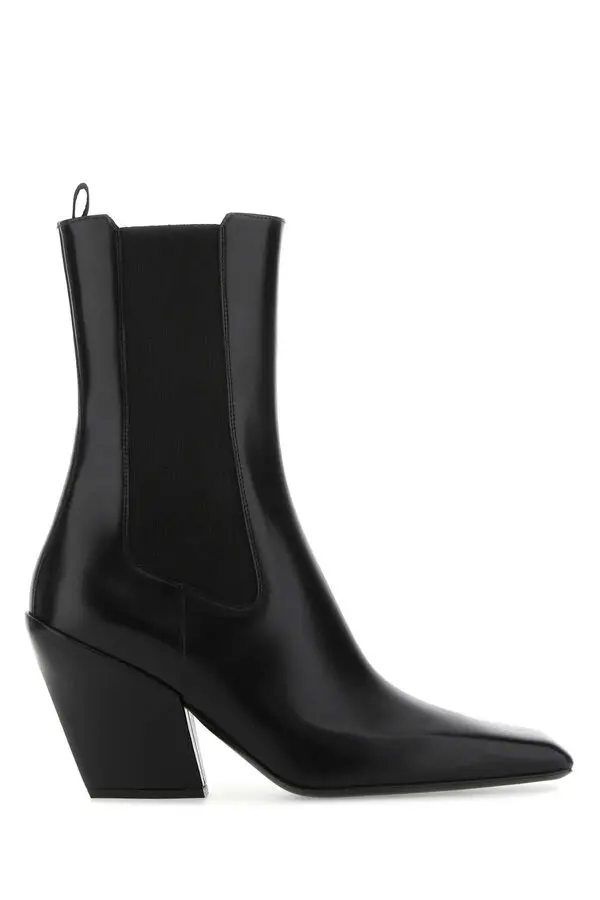 Prada Leather Ankle Boots With 10 Cm Heel