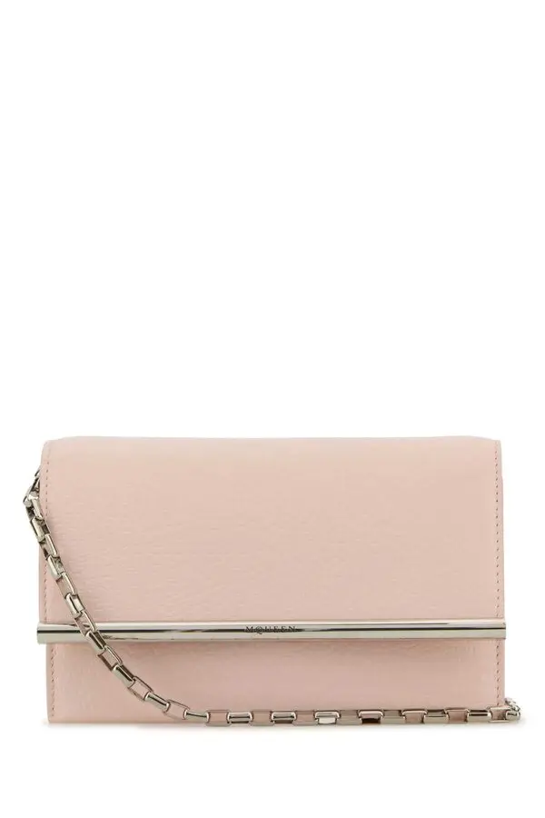 Alexander McQueen Leather Mini Clutch With Silver Tone Hardware - Pink