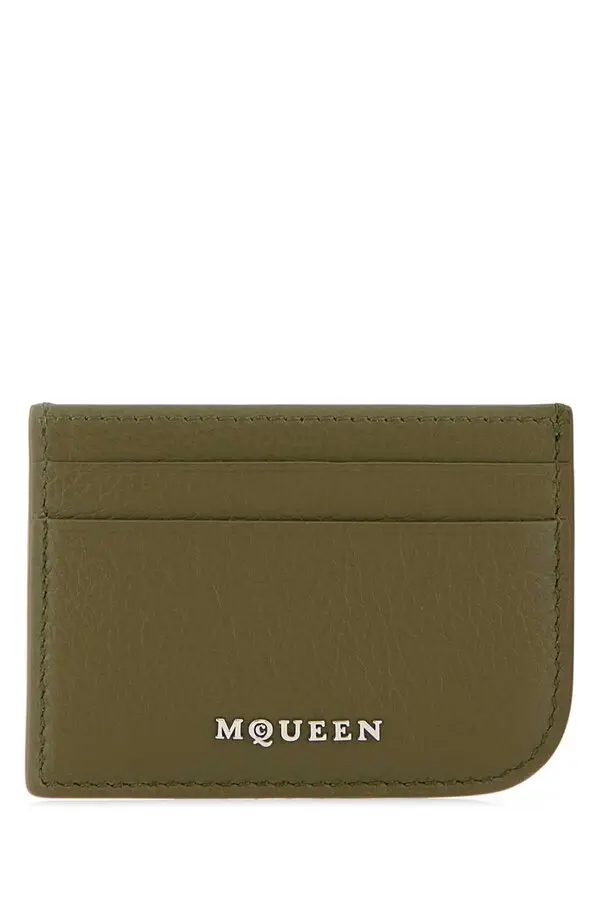 Alexander McQueen 10 Cm Leather Card Holder With Silver Metal Finishing