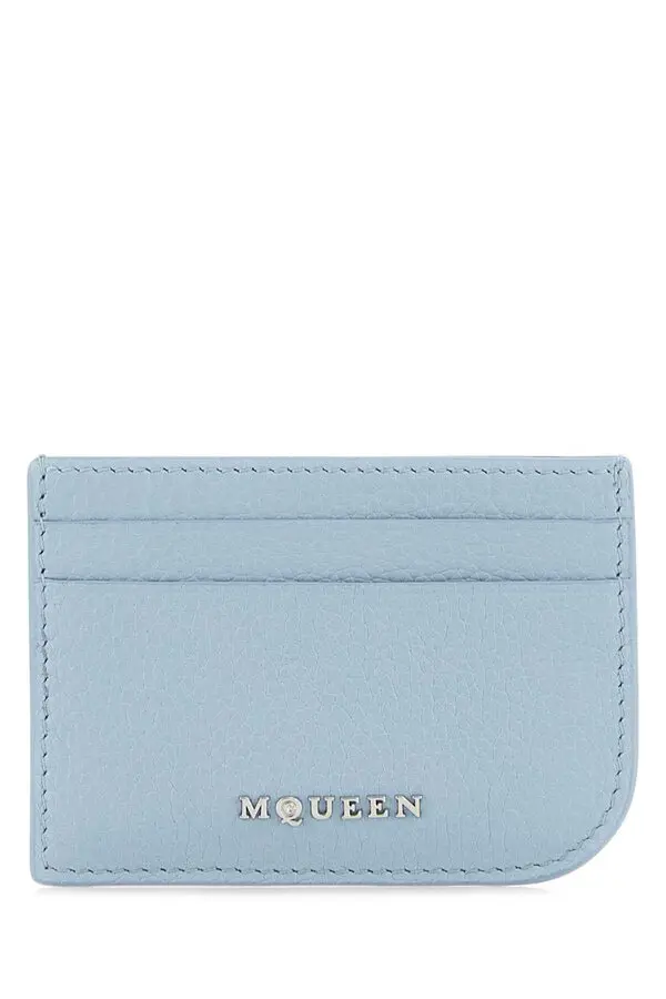 Alexander McQueen Leather Card Holder 10 Cm X 7 Cm With Silver-tone Hardware