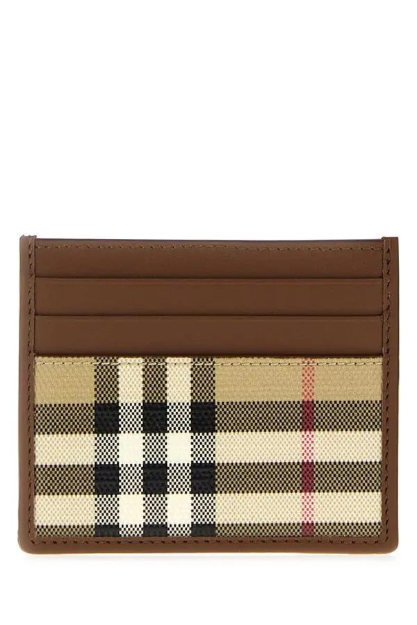 Burberry Printed Canvas And Leather Card Holder Mini 10 Cm X 8 Cm For