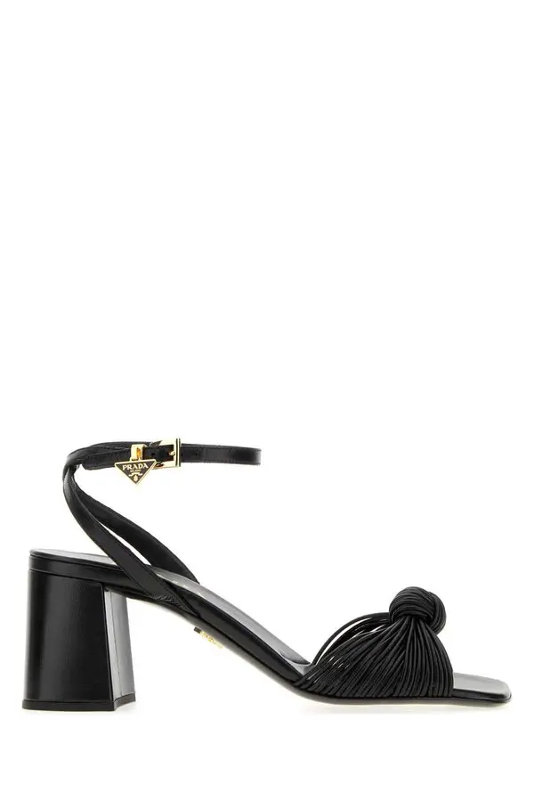 Prada Leather Heel Sandals With 7 Cm Heel