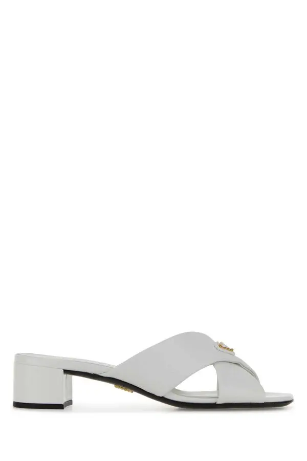Prada Leather Flat Sandals With 3.5 Cm Heel