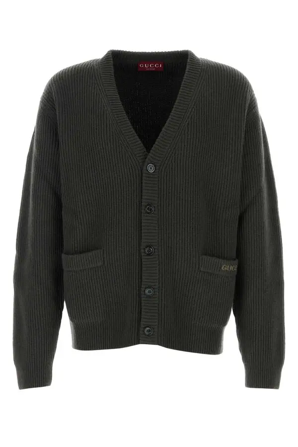 Gucci Wool-cashmere Blend Cardigan - Grey