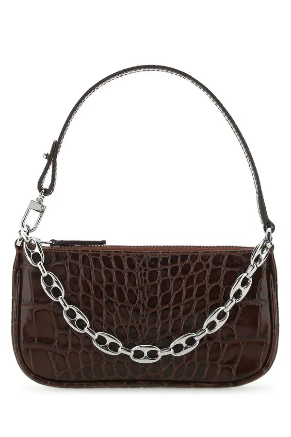 By Far Mini Rachel Chocolate Leather Mini Handbag