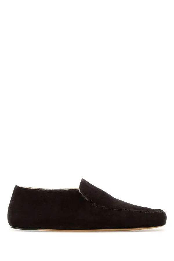THE ROW Suede Leo Loafers With Shearling Lining