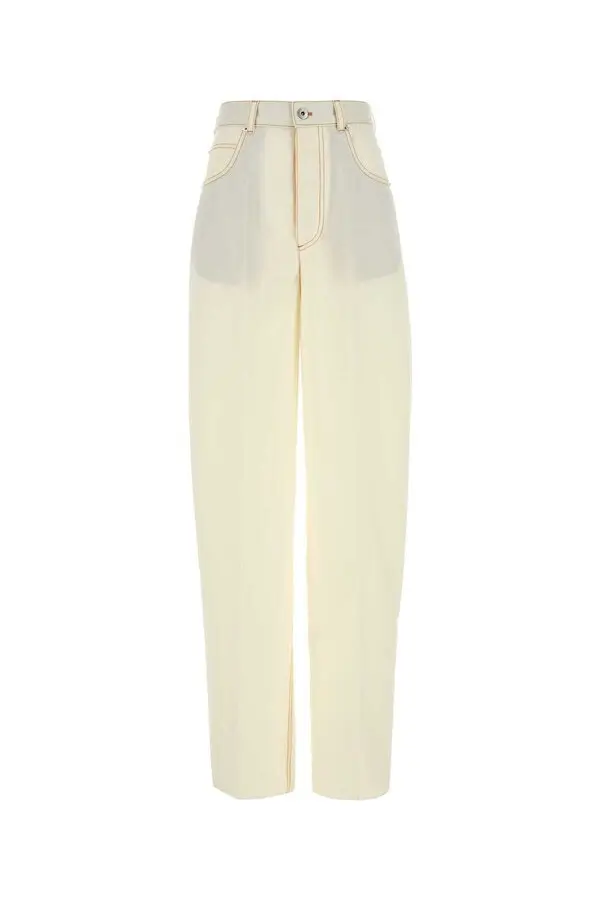 Bottega Veneta Wool Tailored Straight Leg Pants - White