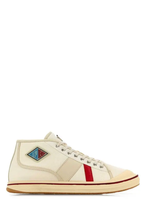Bottega Veneta Canvas Summer High Top Sneakers - White