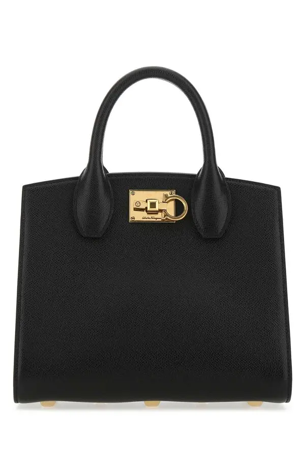 FERRAGAMO The Studio Leather Handbag With Antiqued Golden Metal Hardware