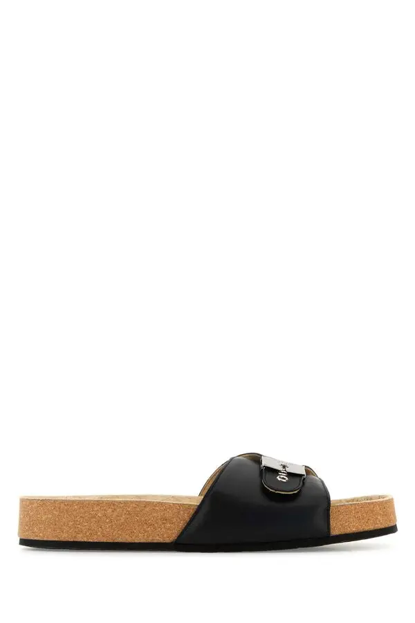 Balenciaga Leather Slippers With Rubber Sole