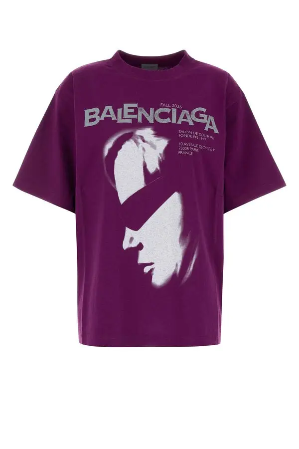 Balenciaga Oversized Cotton T-shirt - Purple