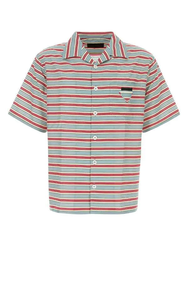 Prada Embroidered Striped Cotton-silk Blend Shirt - Stripped