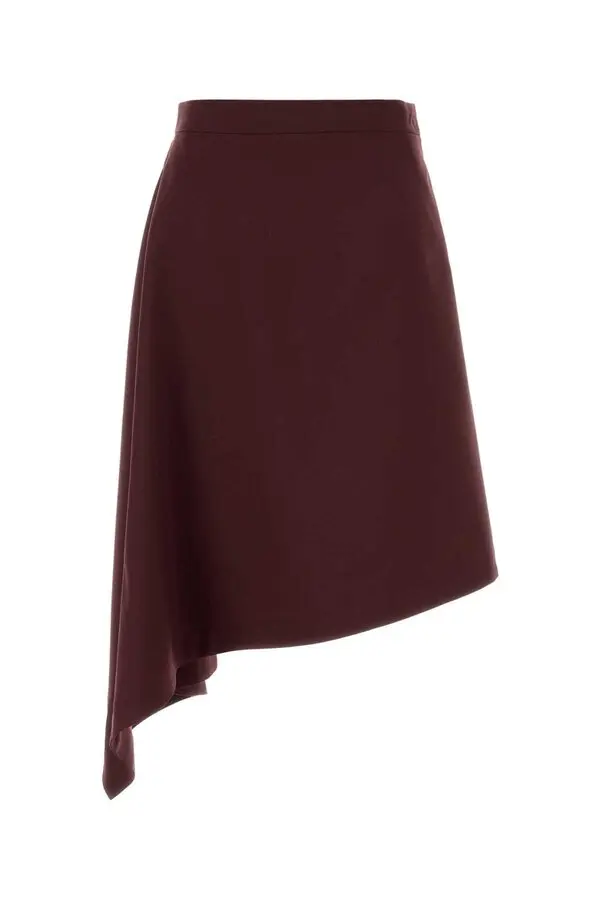 Bottega Veneta Asymmetrical Hem Wool Skirt - Purple