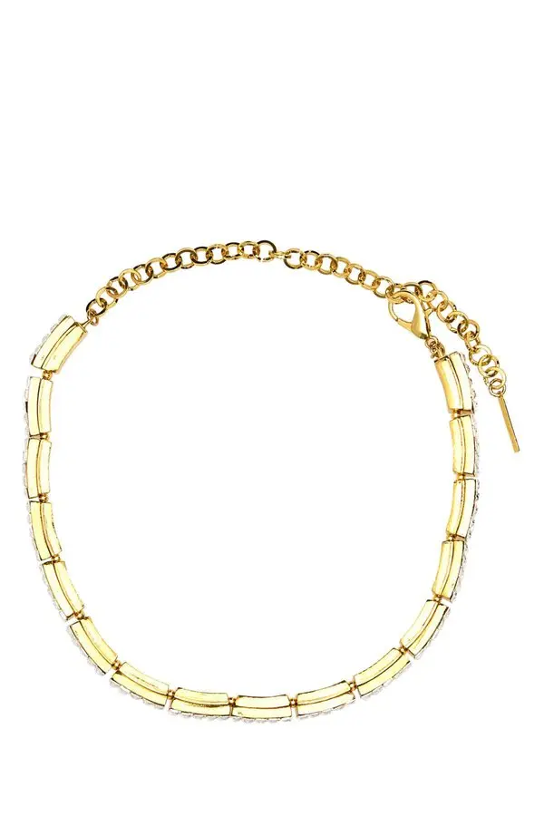 Alessandra Rich Embellished Metal Choker Necklace With Rhinestones - Gold