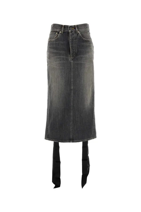 Balenciaga Denim Mini Skirt With Tie Detail