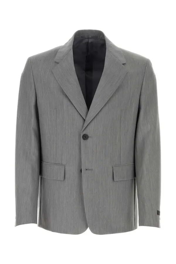 Prada Melange Wool Blend Blazer For